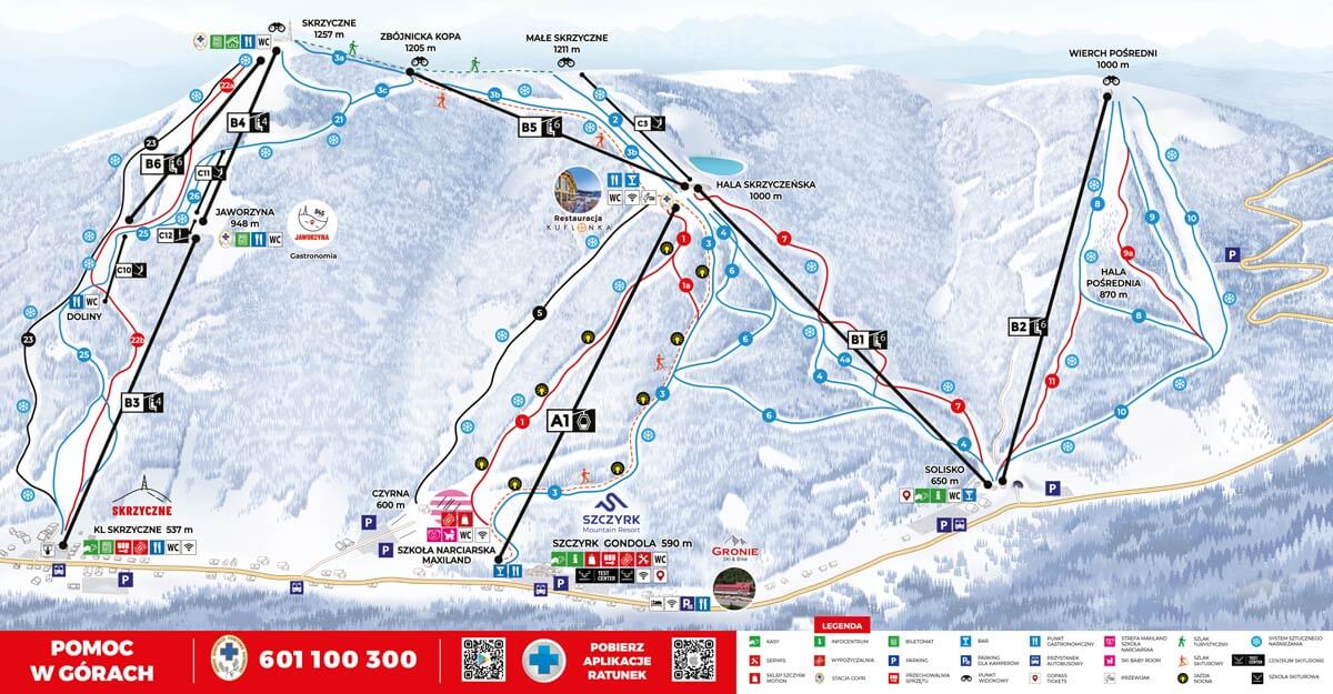 Lyžařské středisko Szczyrk: mapa, lyžařská škola, skipasy | Gopass